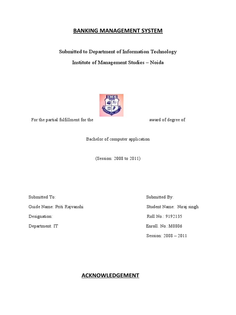 Banking Management System | PDF | Banks | Databases