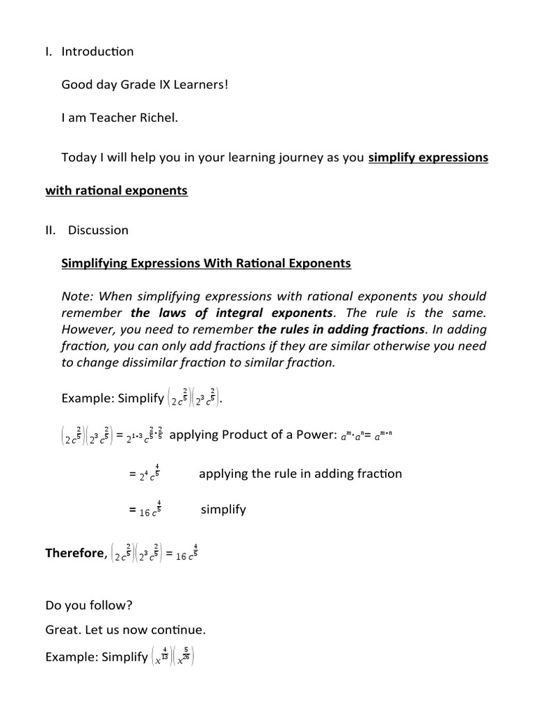 Lesson Script For Teachers Math 9 Quarter 2-Week-4-Tutorial | PDF ...