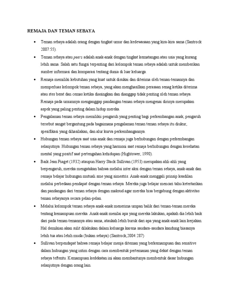 Remaja Dan Teman Sebaya | PDF