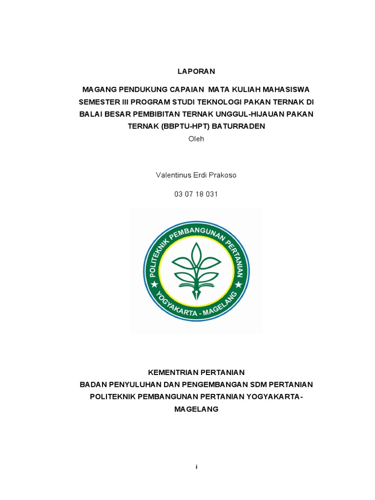 Laporan Magang Teknologi Pakan Ternak | PDF