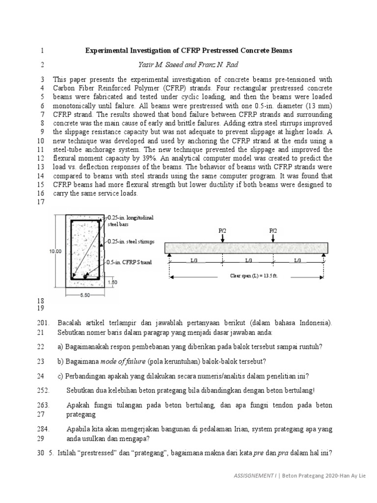 Soal Latihan I (5 - ) | PDF | Prestressed Concrete | Beam (Structure)