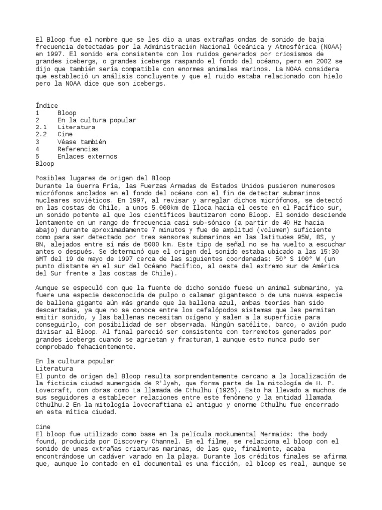 Bloop | PDF | Oceanografía