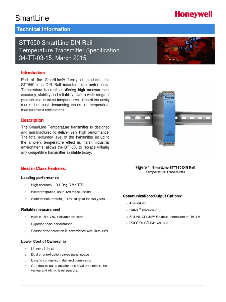 34-TT-03-15 STT650 SmartLine DIN Rail Temperature Transmitter ...