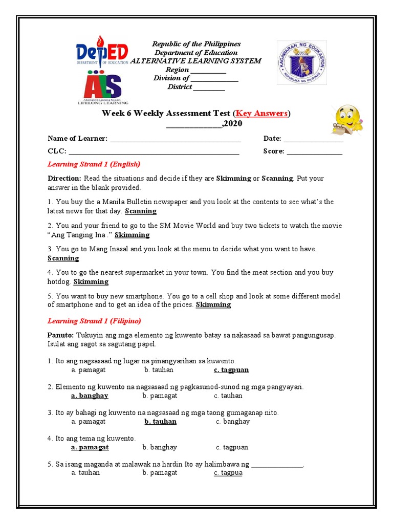 ALS Weekly Assessment Guide | PDF | Mangrove | Forests