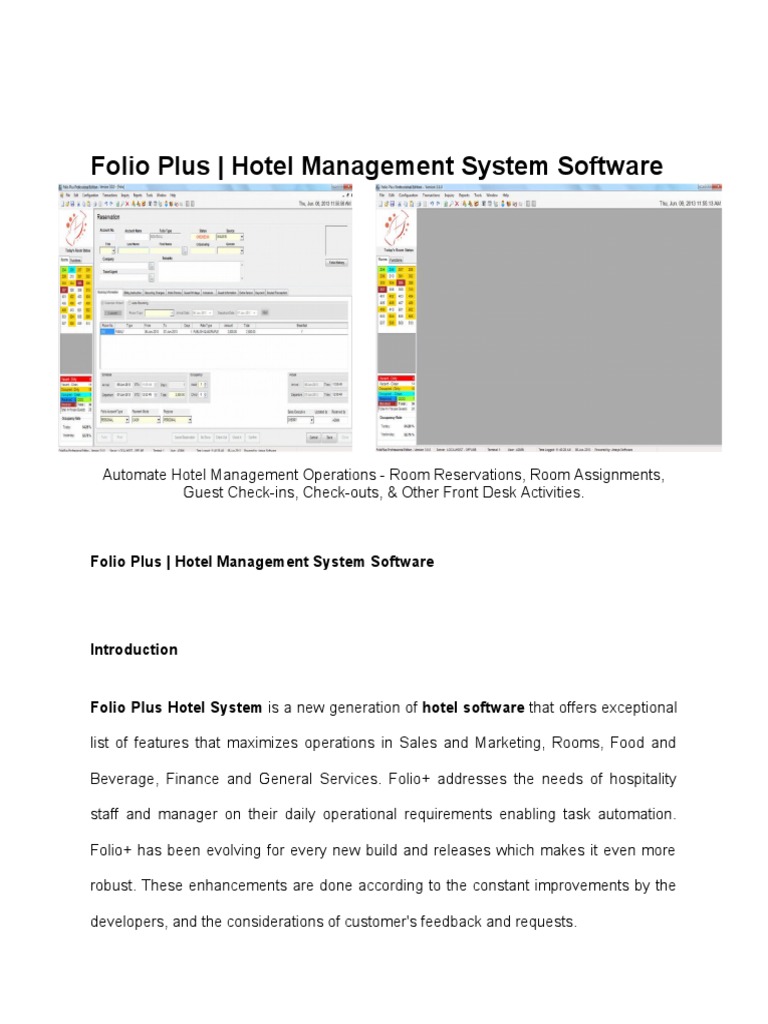 Folio Plus - Hotel Management System Software | PDF | Desktop Computer ...