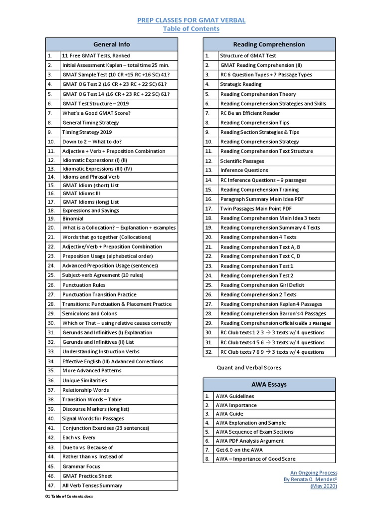 Prep Classes For Gmat Verbal: General Info Reading Comprehension | PDF ...