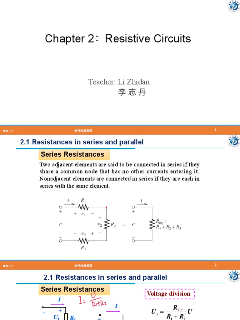 Chapter 2.1 - Resistances in Series and Parallel | PDF | Series And ...