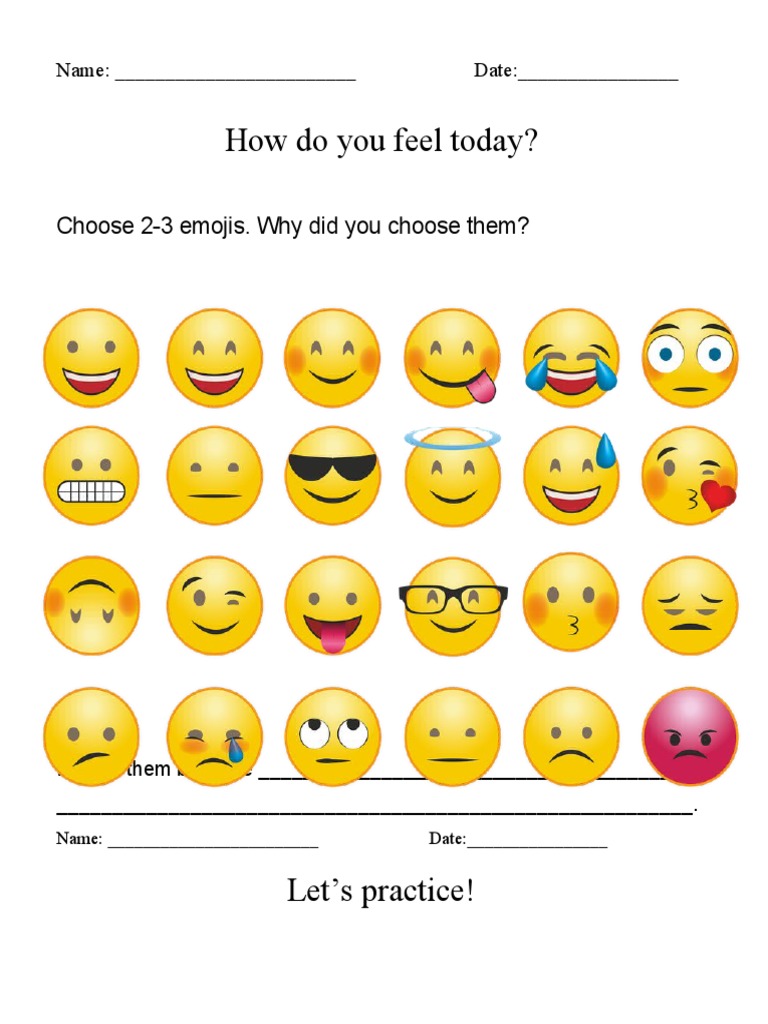 How Do You Feel Today?: Choose 2-3 Emojis. Why Did You Choose Them? | PDF