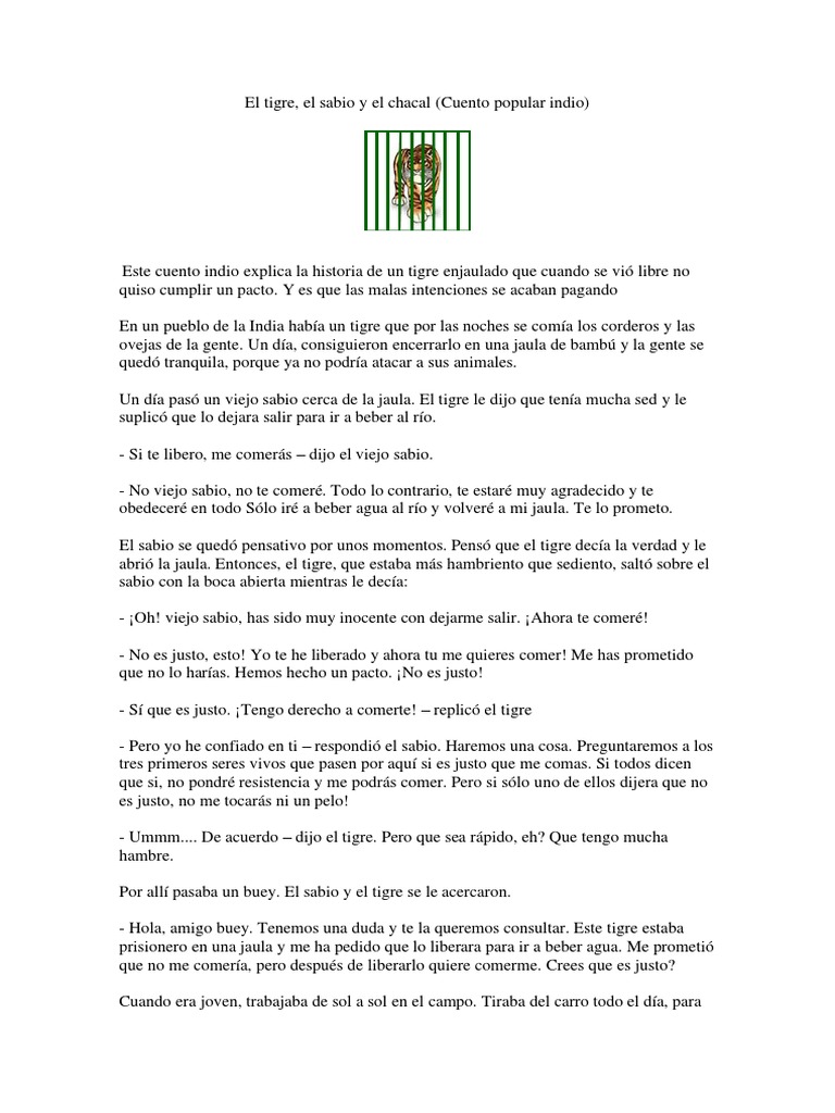 Cuento El Tigre Pdf