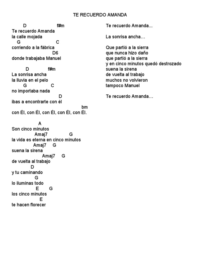 Te Recuerdo Amanda | PDF