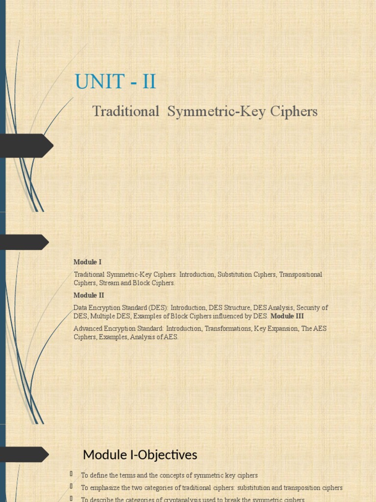 Unit - Ii: Traditional Symmetric-Key Ciphers | PDF | Cipher | Cryptography