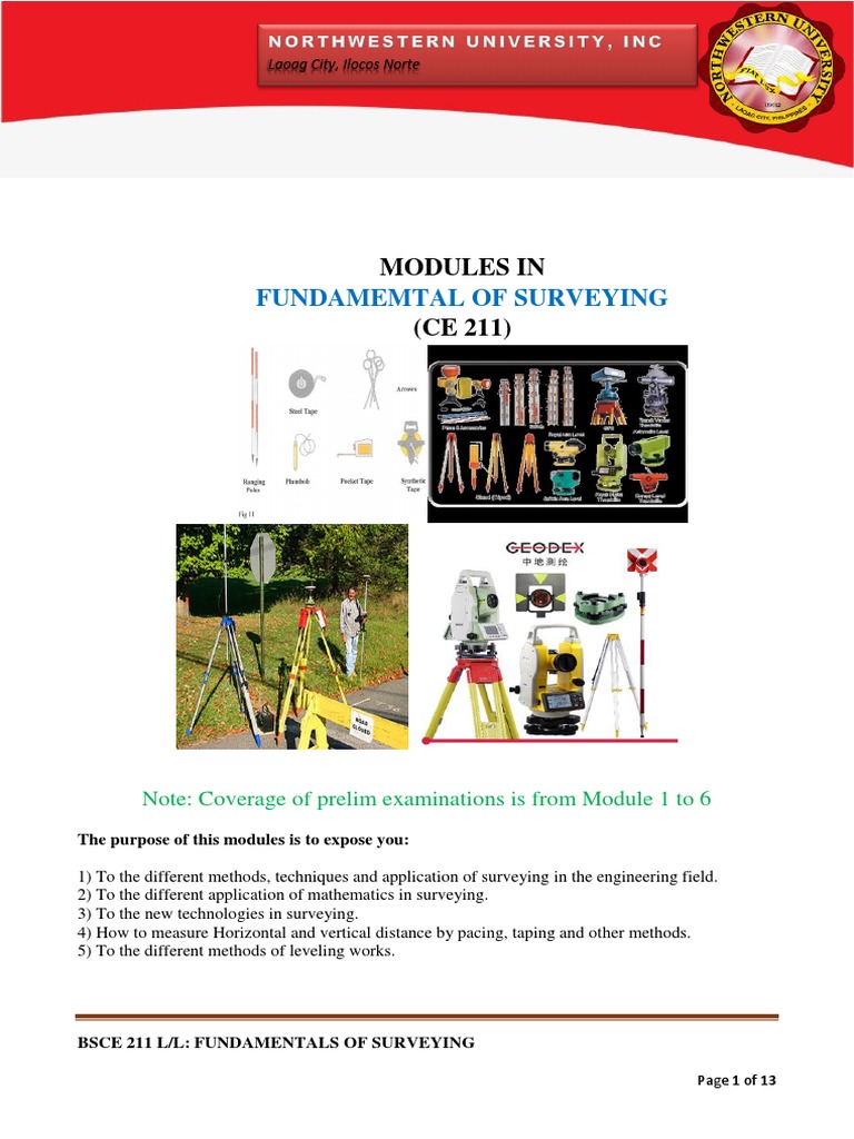 Module-1 INTRO OF SURVEYING | PDF | Surveying | Metrology