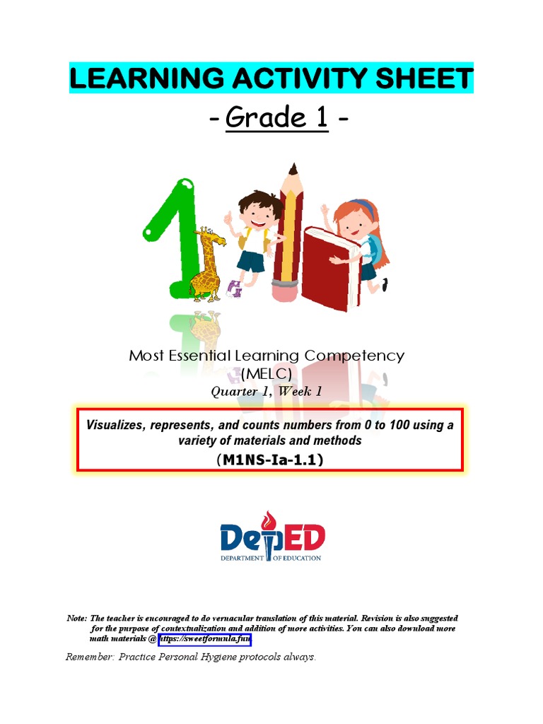 Gr1math Q1W1 - Las PDF | PDF | Teaching | Learning