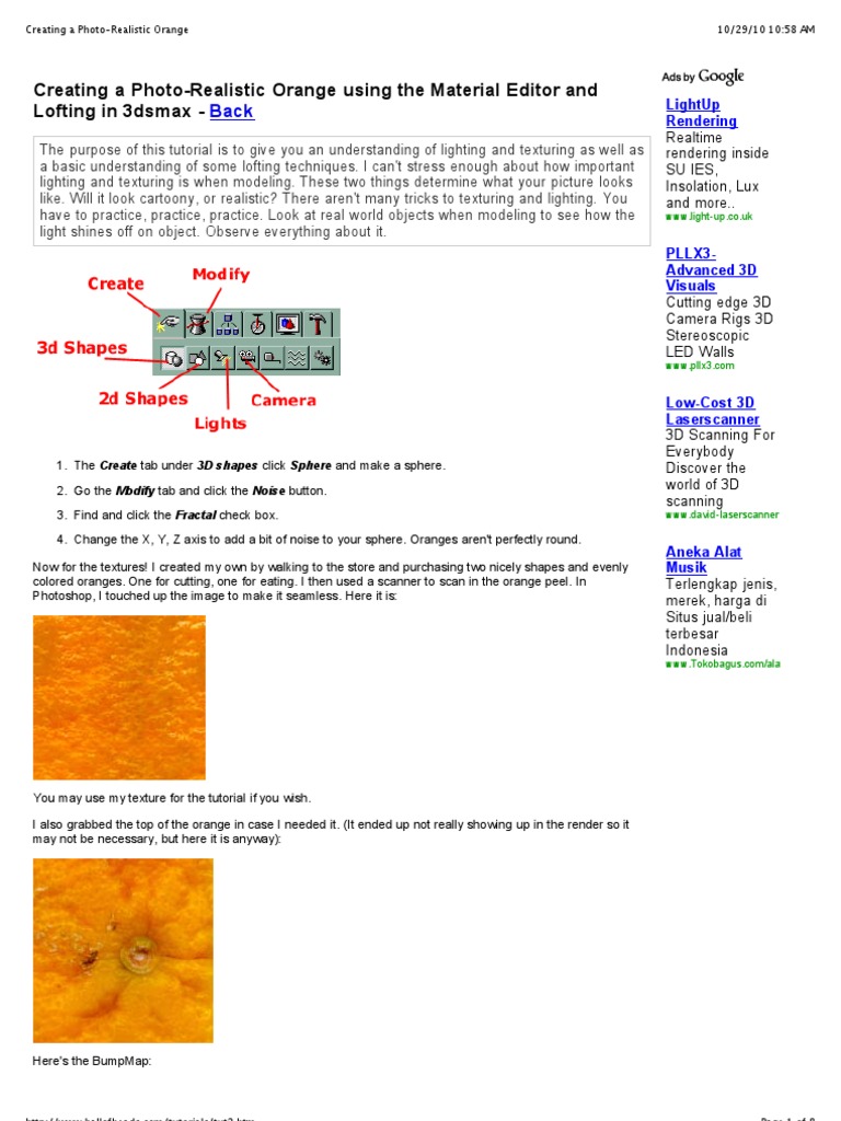 Creating A Photo-Realistic Orange | PDF | Stereoscopy | Texture Mapping