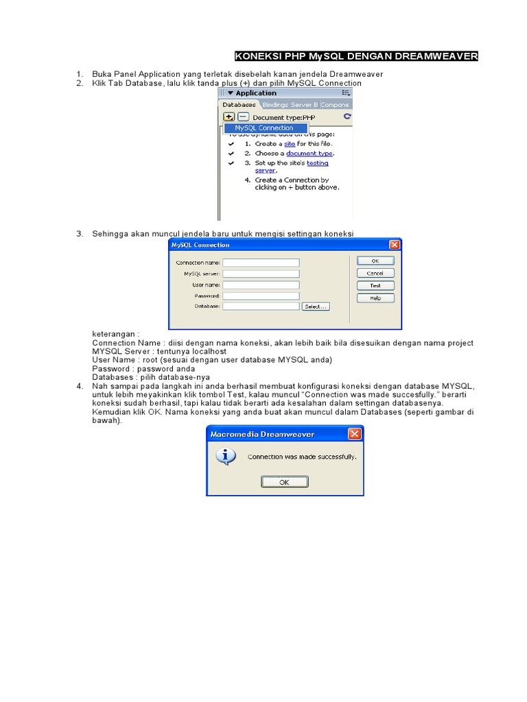 Koneksi Database Mysql Dengan Dreamweaver | PDF