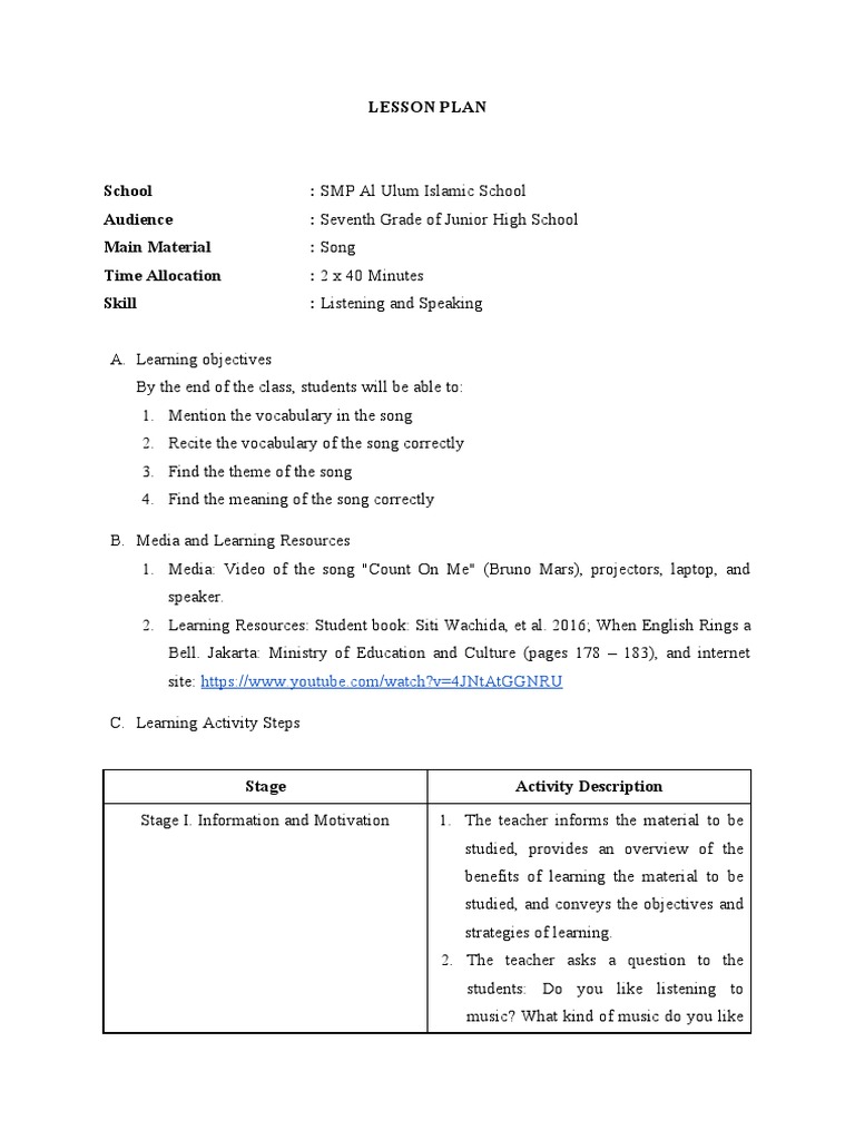 Lesson Plan Individual Task 1 | PDF | Lesson Plan | Teachers