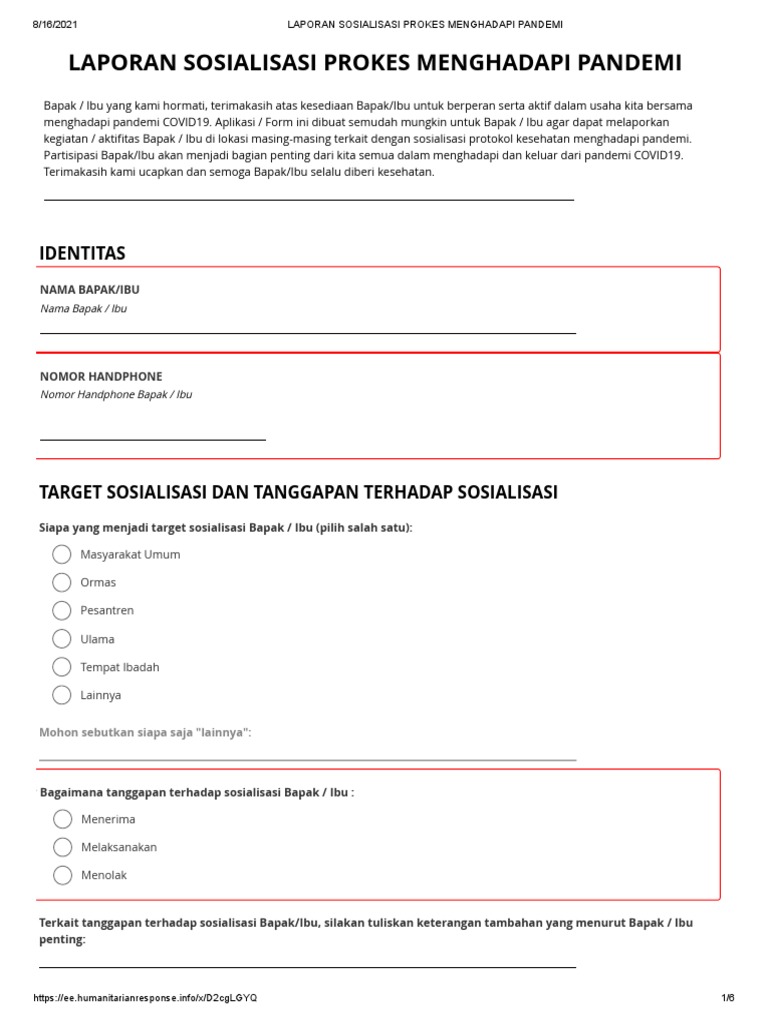 Laporan Sosialisasi Prokes Menghadapi Pandemi | PDF