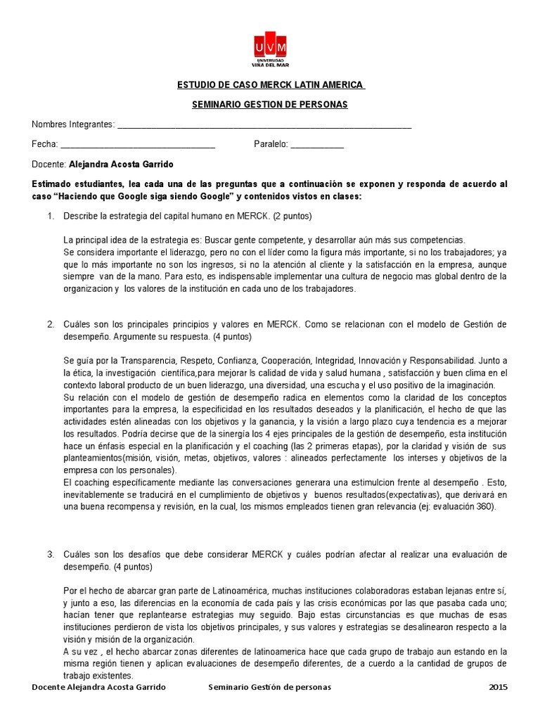 Estudio de Caso Merck | PDF | Liderazgo | Planificación