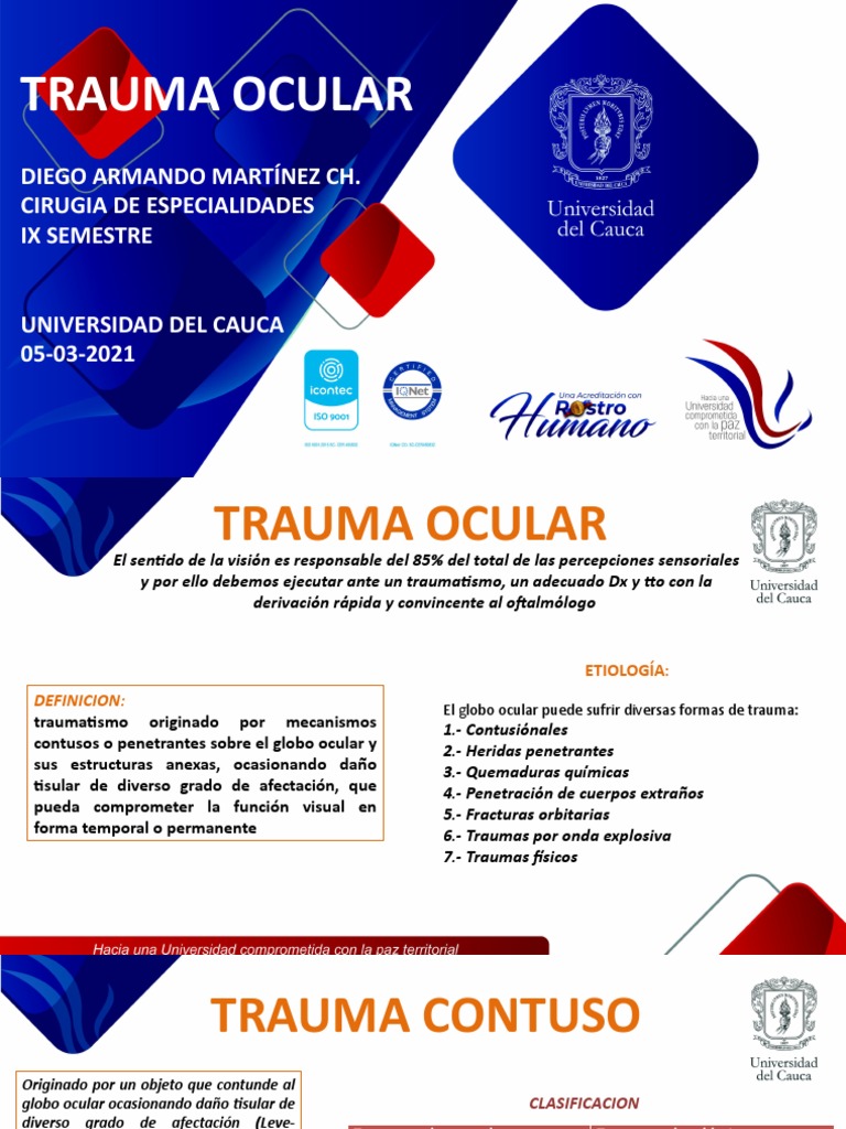 Trauma Ocular | PDF | Ojo humano | Lesión
