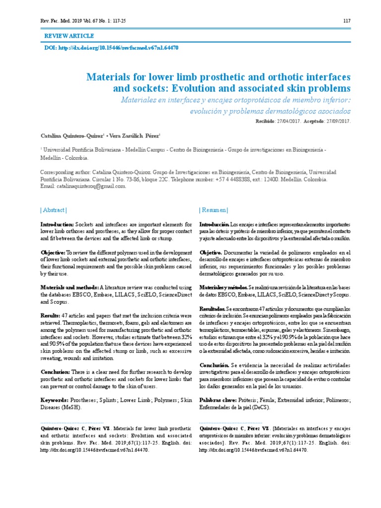 Materials For Lower Limb Prosthetic and Orthotic Interfaces | PDF ...