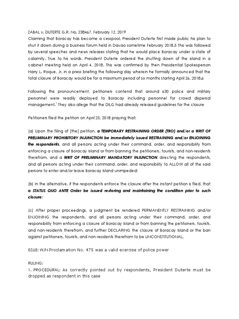 VALID EXERCISE DUTERTE Proclamation No. 475 - On The Basis of State of ...
