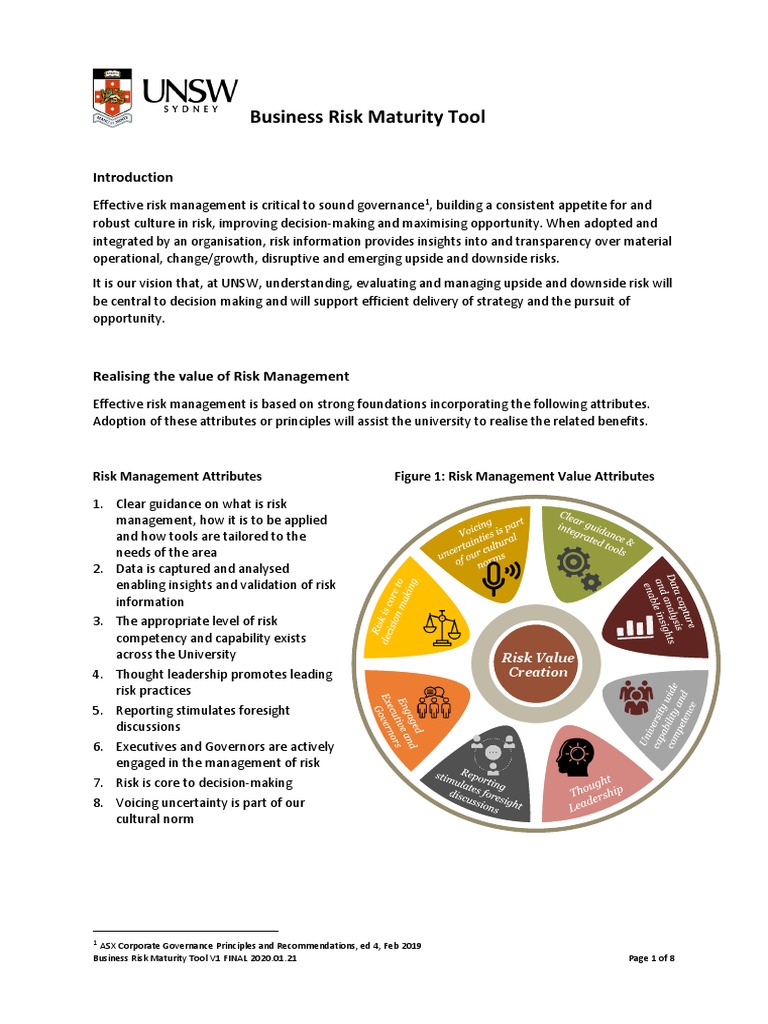 Business Risk Maturity Tool V1 FINAL 2020.01.21 | PDF | Risk | Risk ...