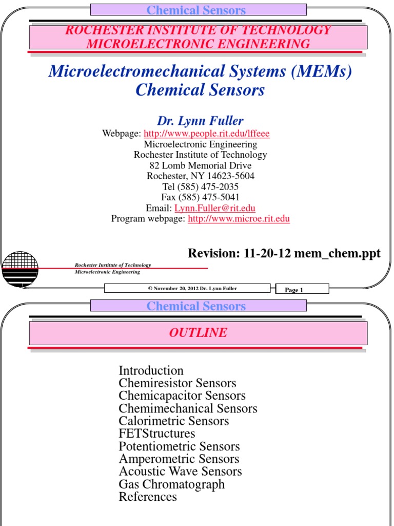 MEMS Chemical Sensors | PDF | Sensor | Biosensor
