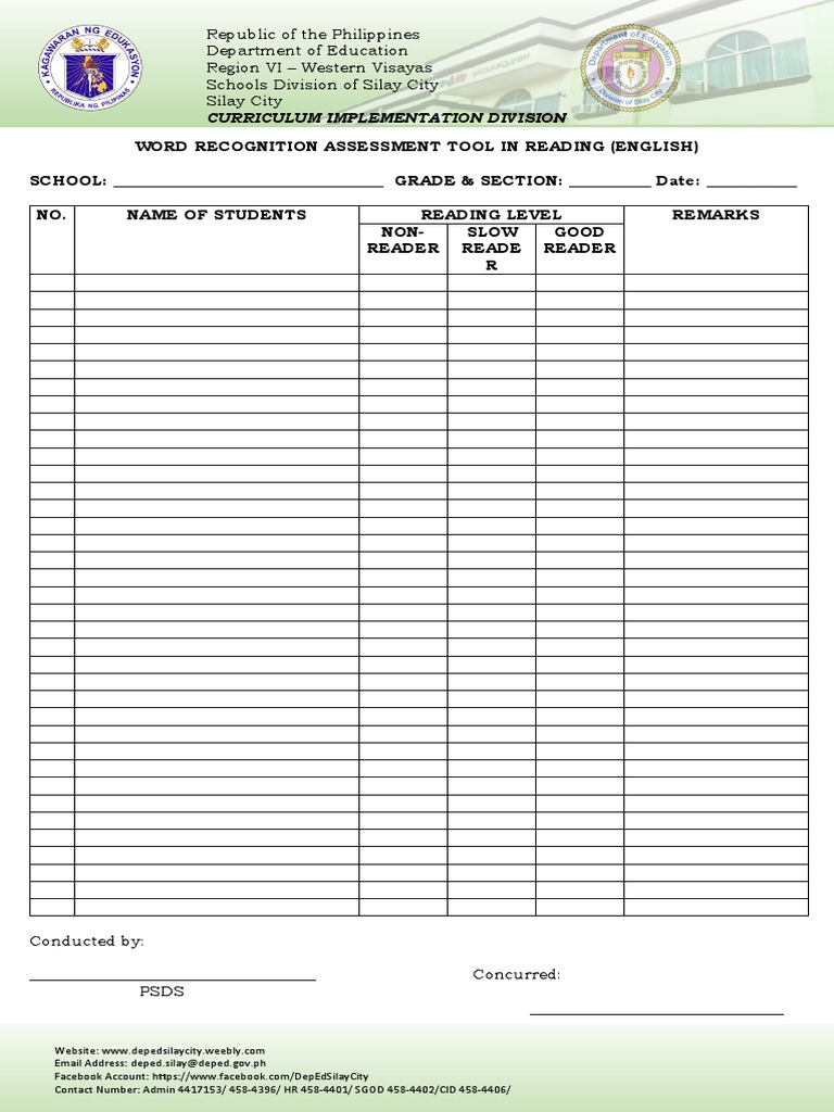 Word Recognition Assessment Tool | PDF | Social Science | Wellness