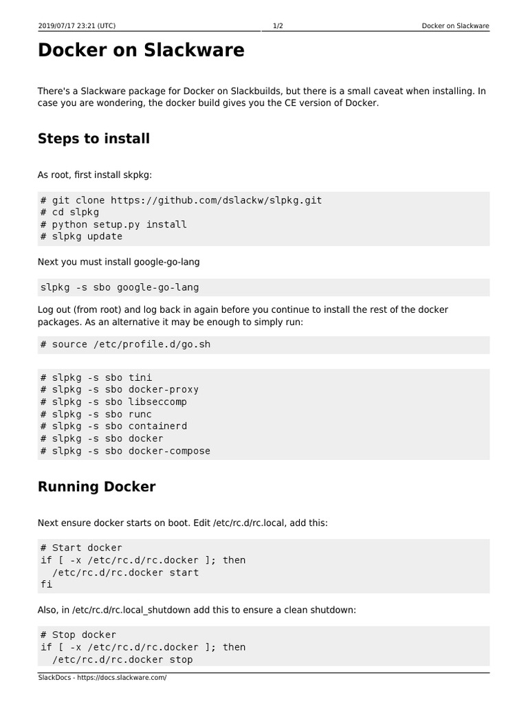 Docker On Slackware: Steps To Install | PDF