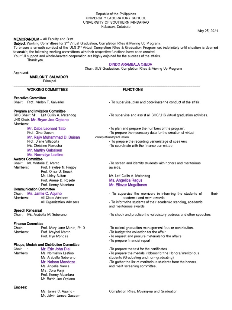 Mr. Bryan Joe Orpiano Mr. Dabs Leonard Tato Mr. Rajiv Muhammad D. Buisan Mr. Marthy Gabaisen Ms ...