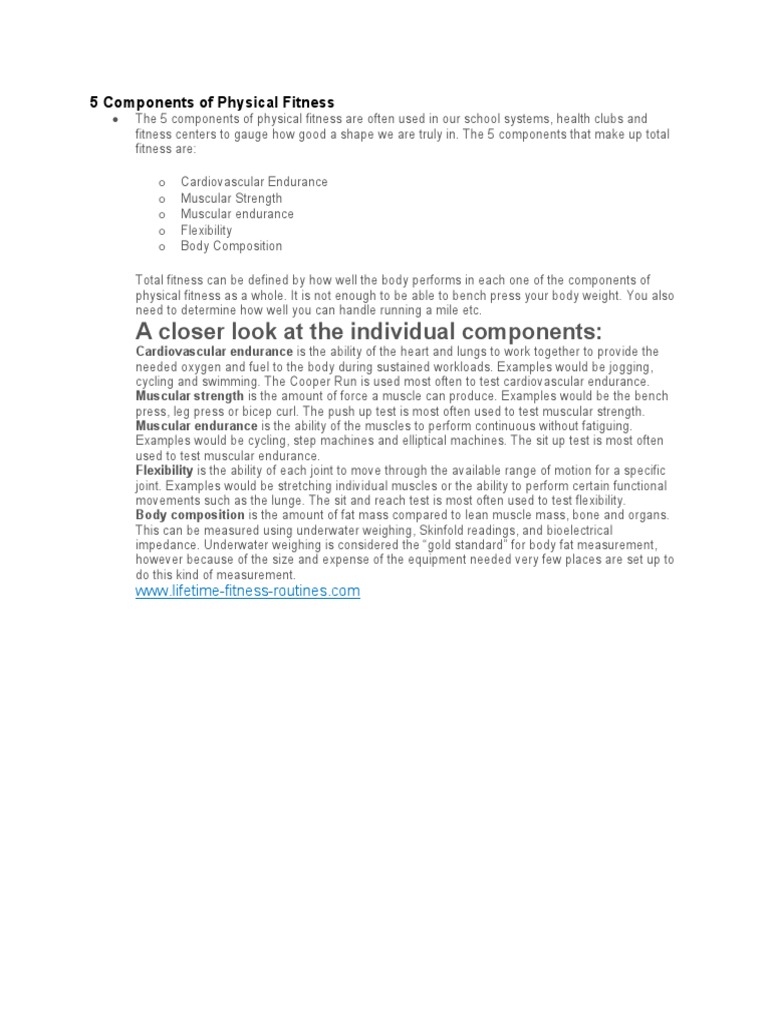 5 Components of Physical Fitness | PDF