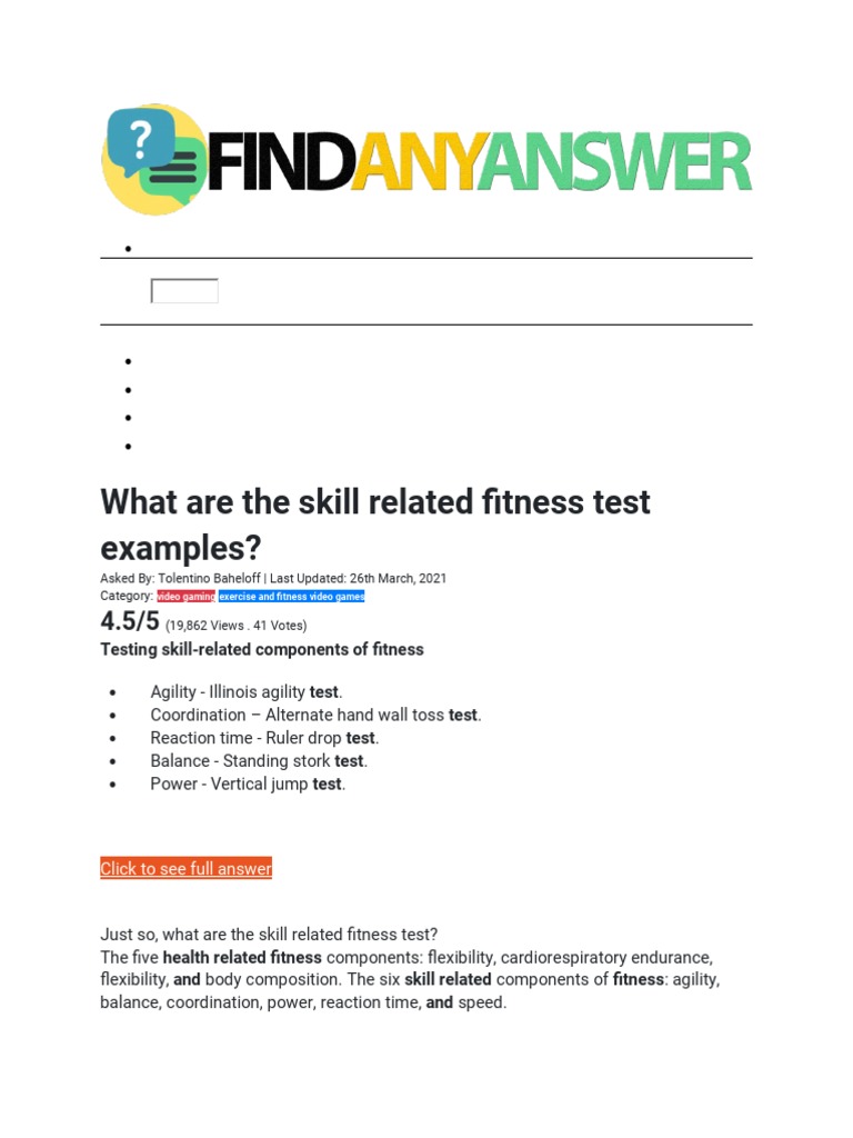 What Are The Skill Related Fitness Test Examples?: About Us Trending ...