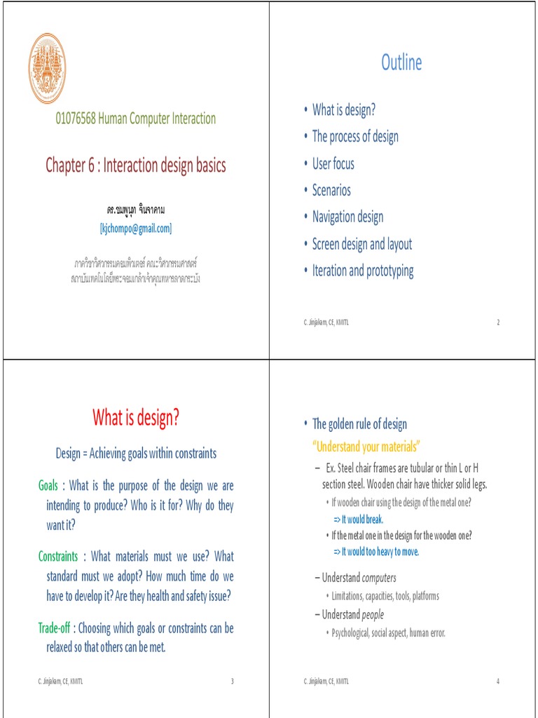 HCI Chapter 6 Interaction Design Basics | PDF | Human–Computer Interaction | Design