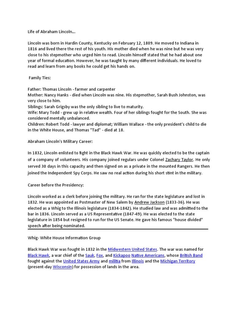 Abraham Lincoln: Early Life and Career | PDF | History