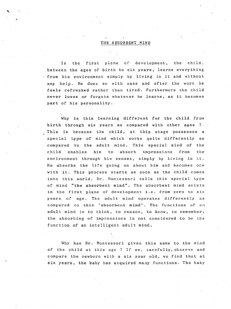 The Absorbent Mind | PDF
