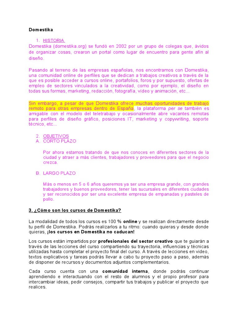 Domestika: Cursos y Empleos Creativos | PDF | Internet | Marketing