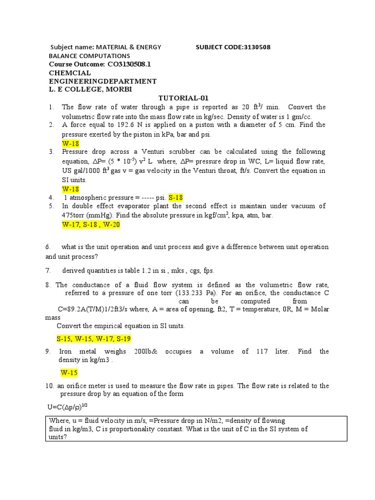 Mebc Tutorial 01 | PDF | Pressure | Density
