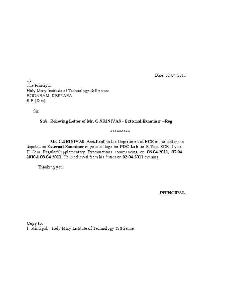 Releaving Letter | PDF