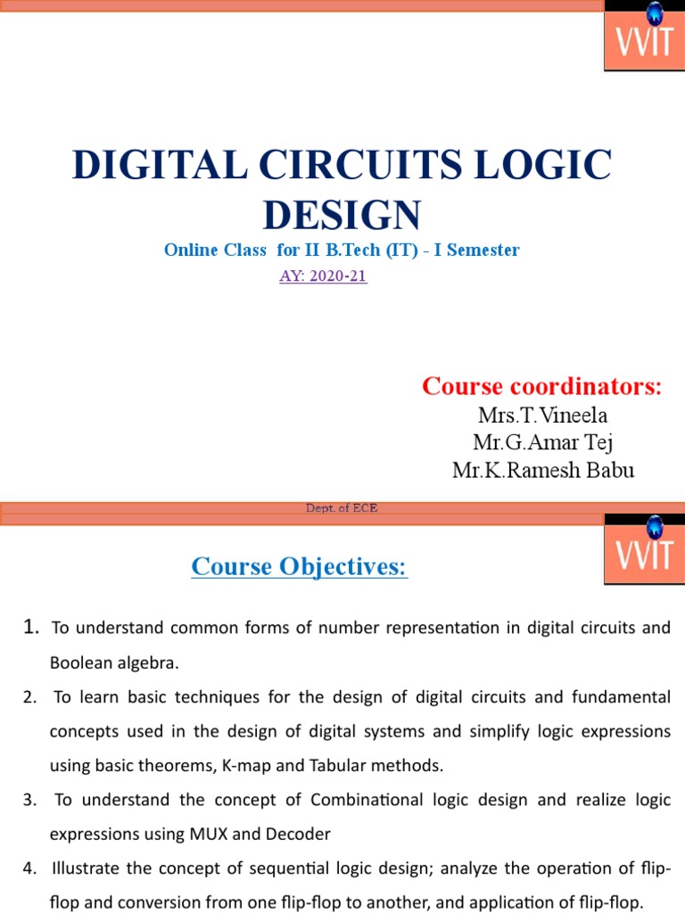 Digital Circuits Logic Design: Course Coordinators | PDF | Logic Gate ...