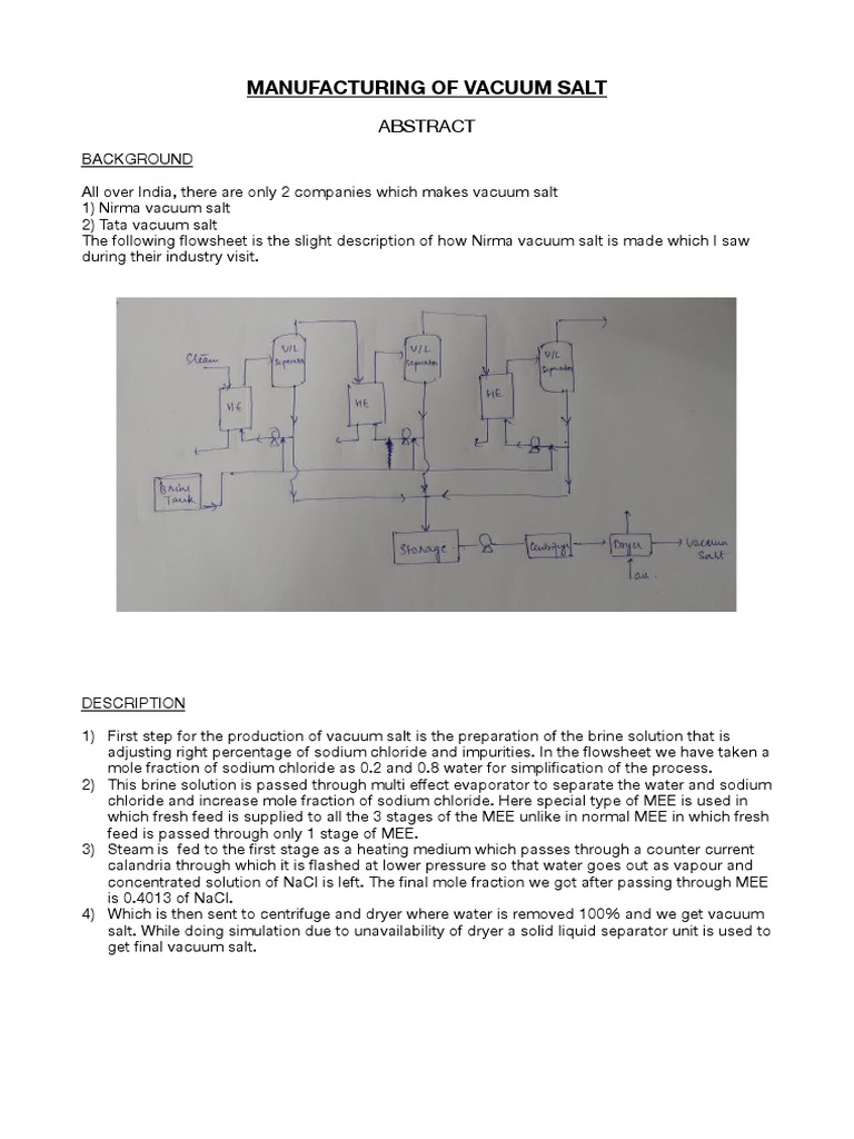 Vacuum Salt Production Process Overview | PDF