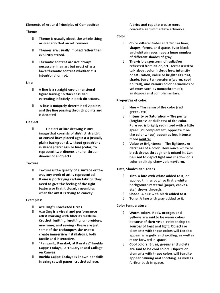 Handouts of Cpar | PDF | Abstract Art | Color