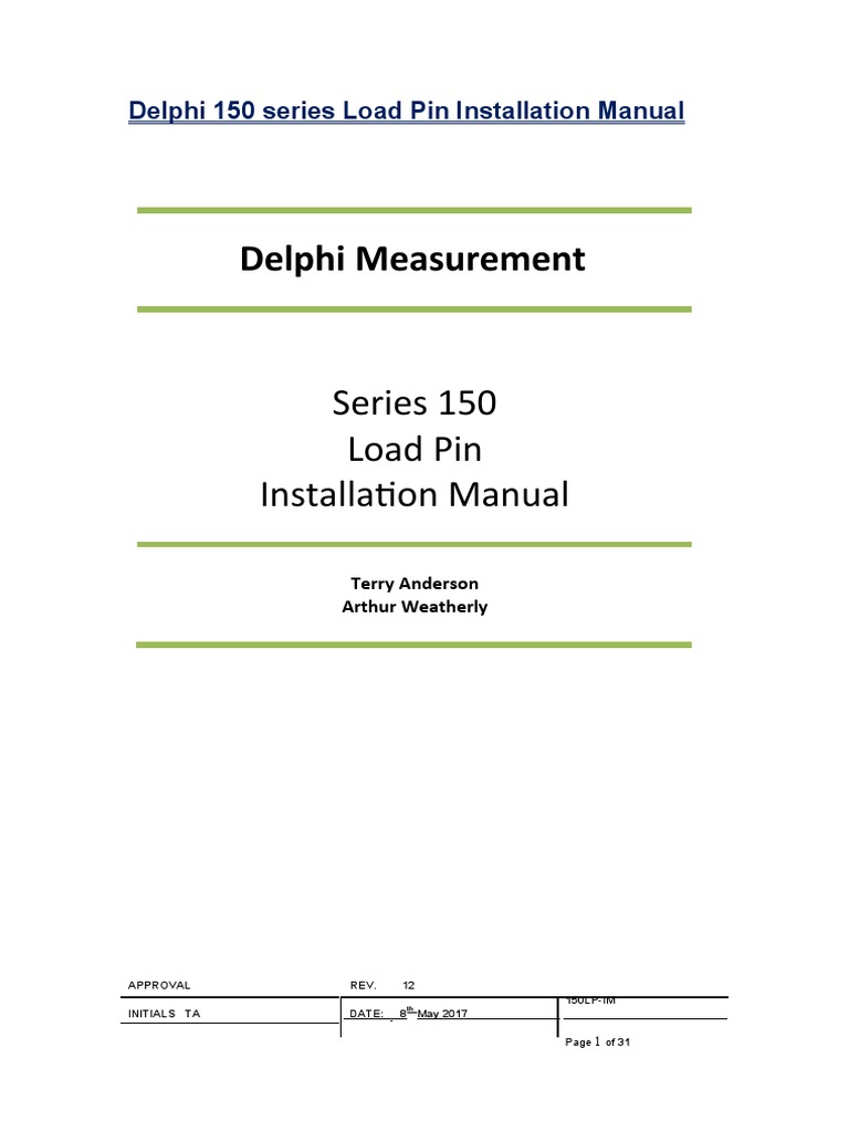 Delphi Load Pin Installation Manual Rev12 Base | PDF | Electrical Connector | Calibration