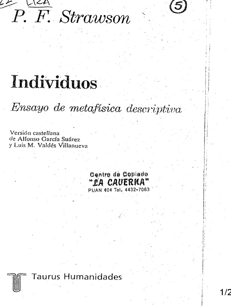Strawson - Individuos - Cap 1, Cuerpos | PDF | Conocimiento | Universo