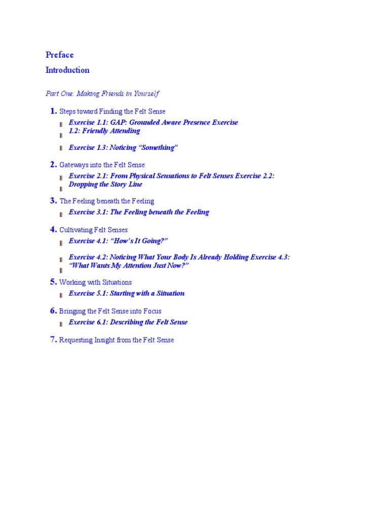 Felt Sense Exercises | PDF | Senses | Feeling