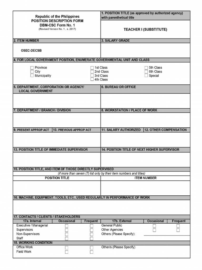 Position Description Form | PDF