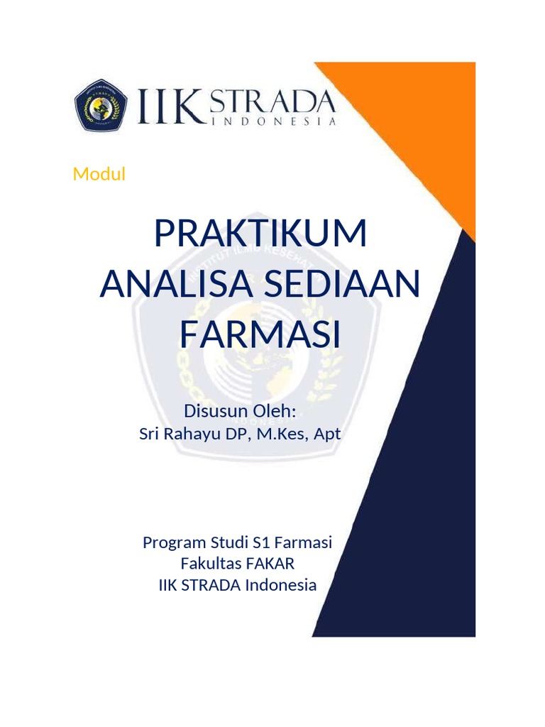 MODUL PRAKTIKUM ANALISIS SEDIAAN FARMASI-dikonversi | PDF | Kesehatan Holistik