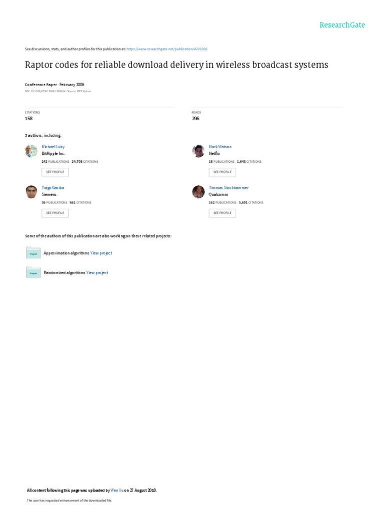 Raptor Codes For Reliable Download Delivery in Wireless Broadcast ...