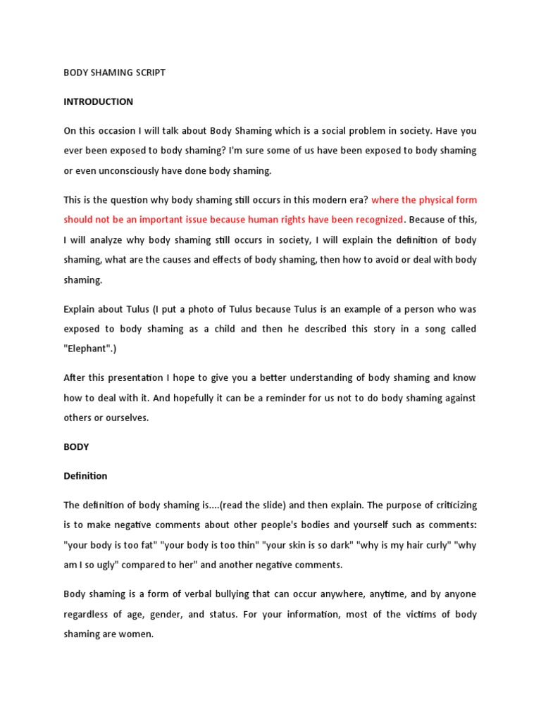 Body Shaming Script Fix | PDF | Shame | Depression (Mood)