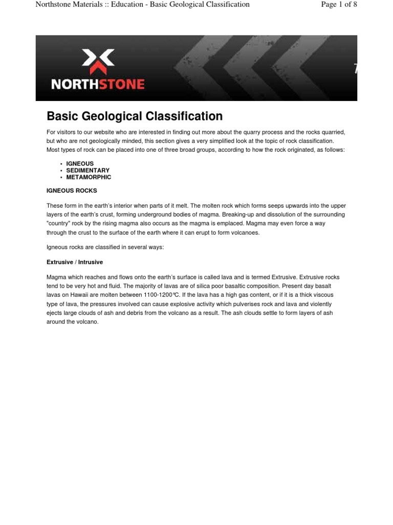 Basic Geological Classification: Igneous Sedimentary Metamorphic ...