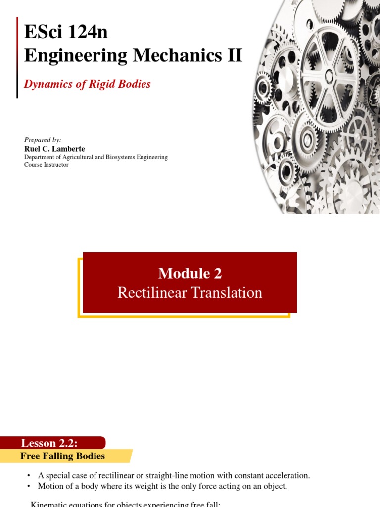 Esci 124N Engineering Mechanics Ii: Dynamics of Rigid Bodies | PDF ...